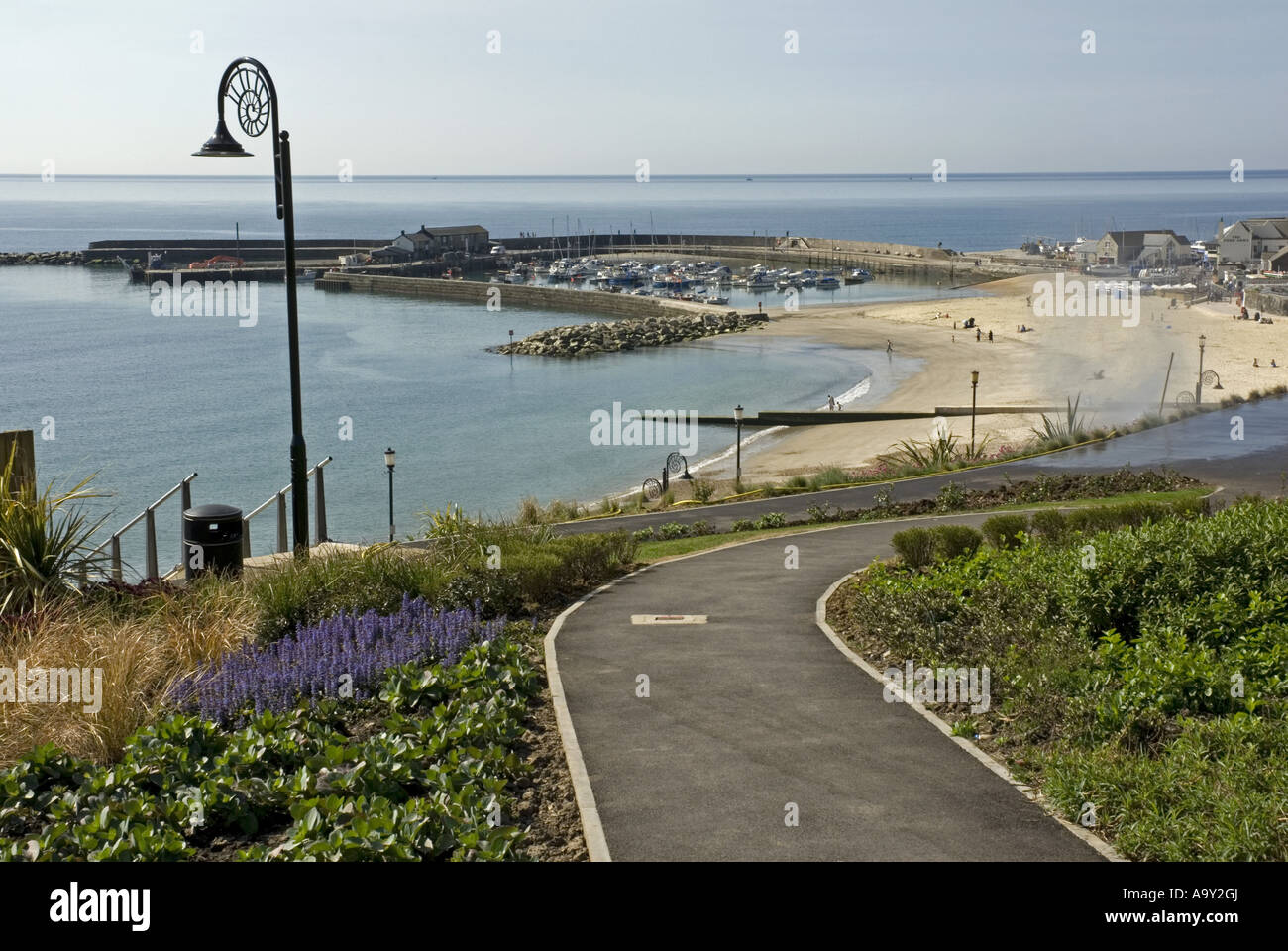 Harbour area and The Cobb at Lyme Regis, Dorset, with the newly ...