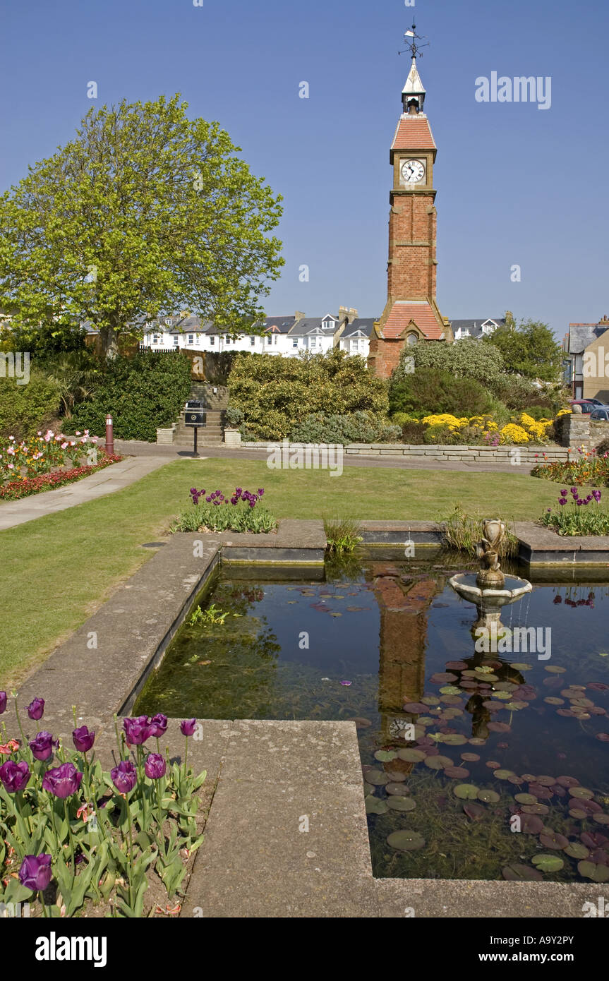 The Jubilee Gardens and imposing clock tower at Seaton, Devon Stock ...