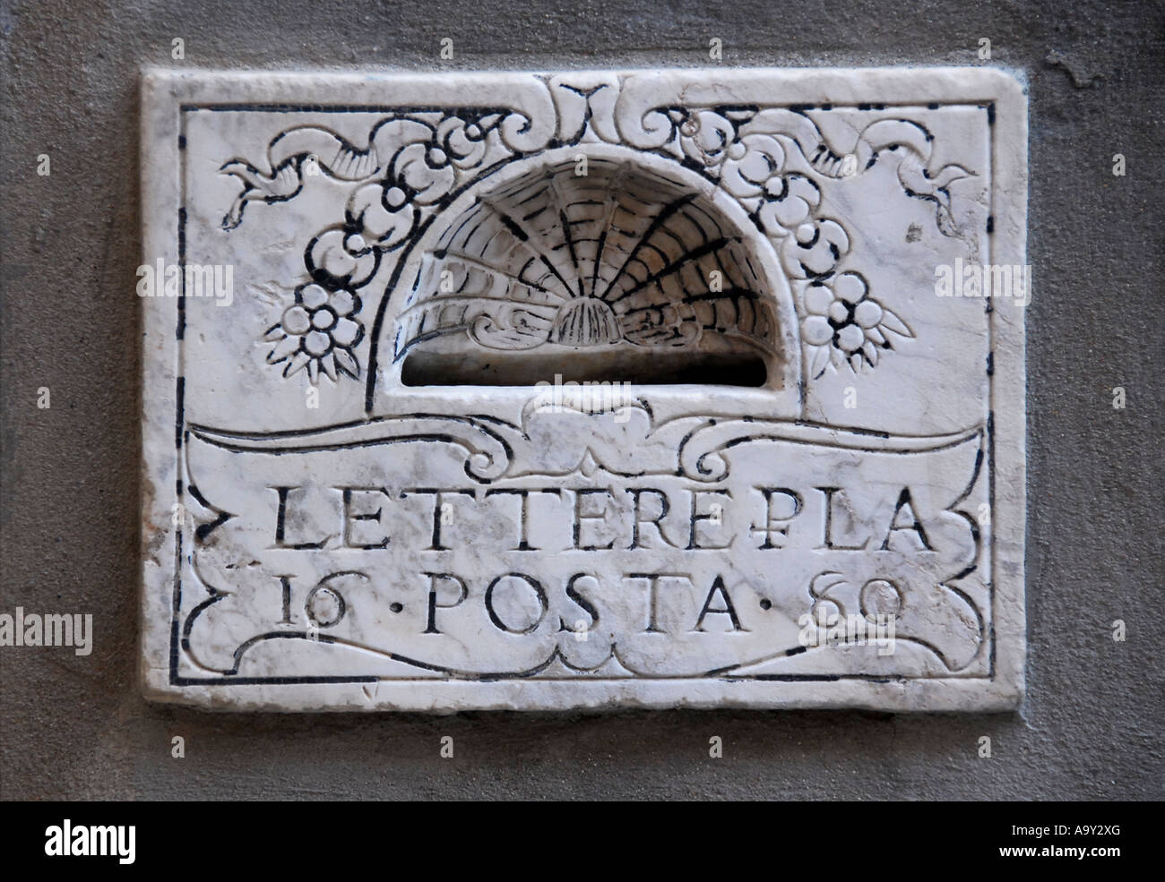 Marble Letterbox of 1680, Portovenere, Liguria, Northern Italy, Europe ...