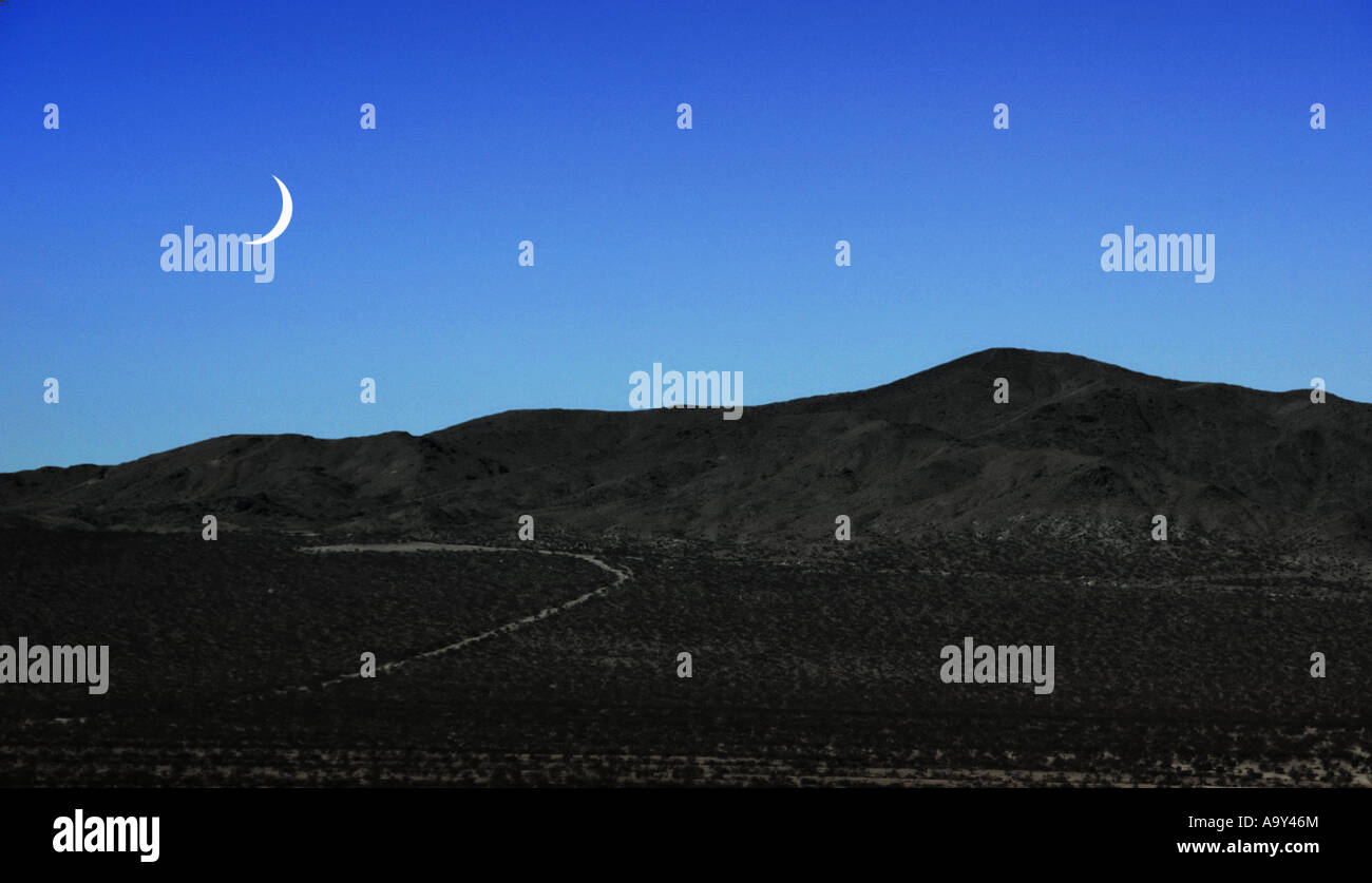 Moon over Mojave desert in Nevada Stock Photo - Alamy