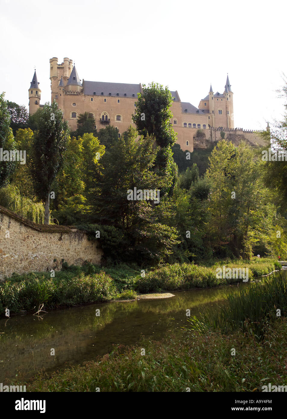 River trees castle Stock Photo - Alamy