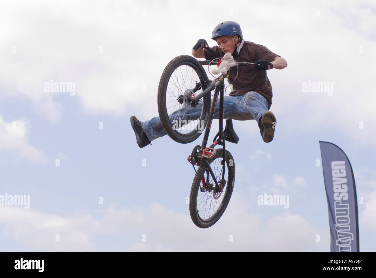 Mountain Biking Stunt Stock Photo - Alamy