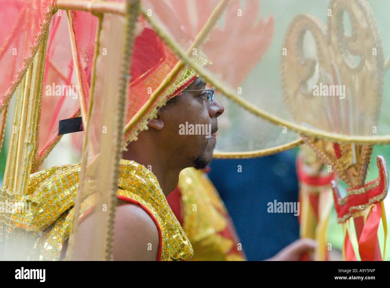 Man in Caribbean Carnival Costume Preston Stock Photo - Alamy