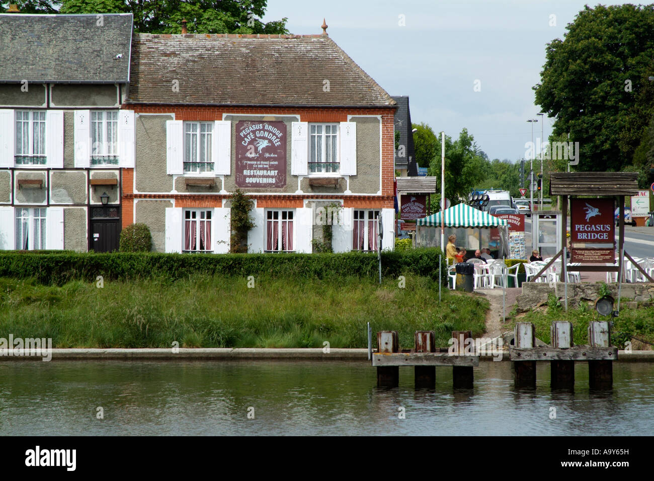 Pegasus Bridge cafe Normandy France famous building Stock Photo - Alamy