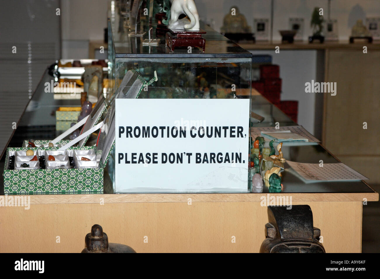 Sign in Chinese Store - Promotion Counter Do Not Bargain Stock Photo ...