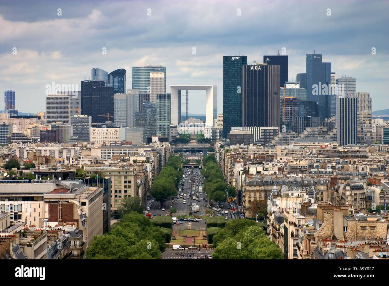 La Defence arch view from le Arch De La Triomphe Paris France Europe ...