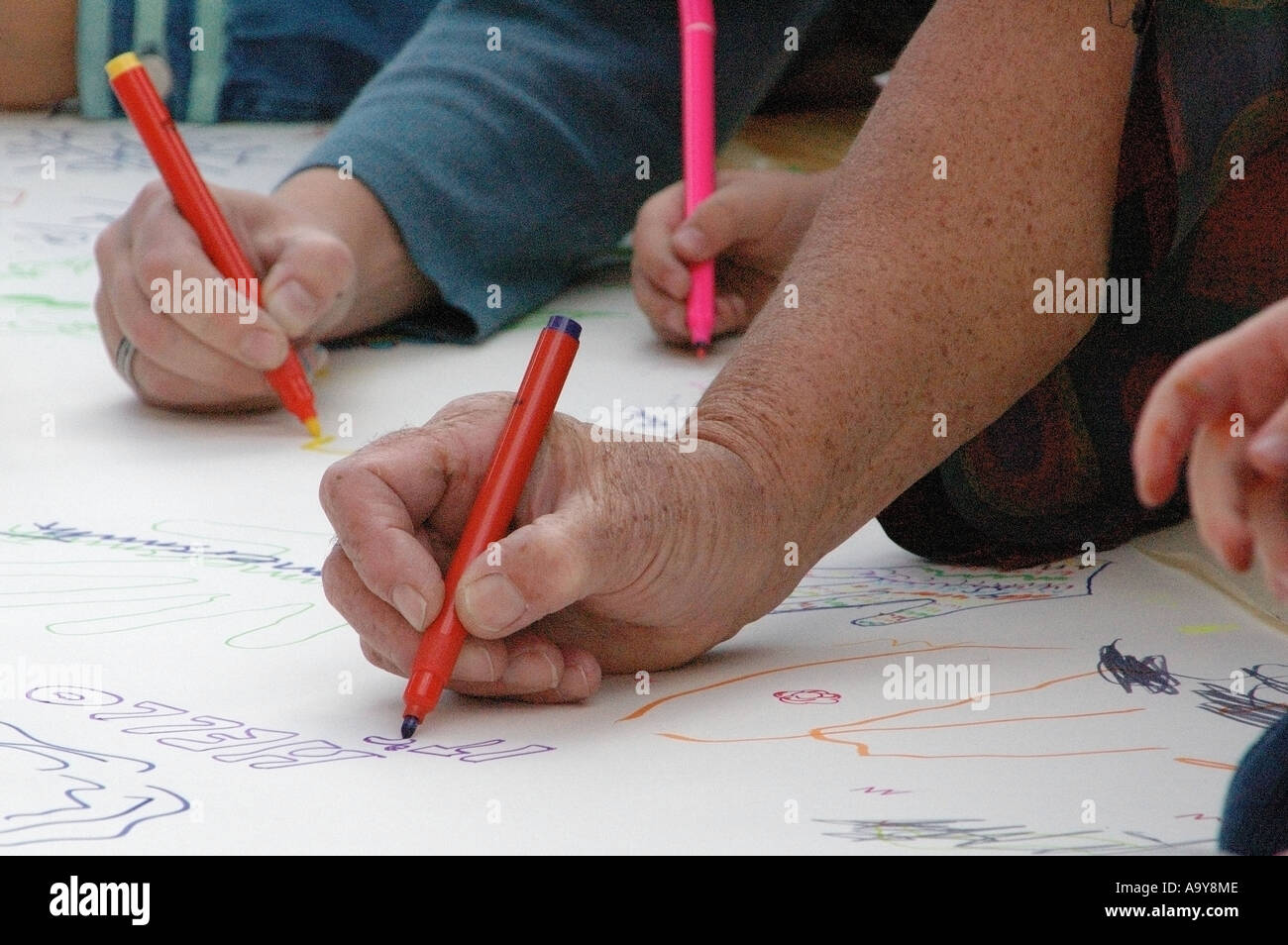 collaborative self portrait project at the big draw opening, London, Uk ...
