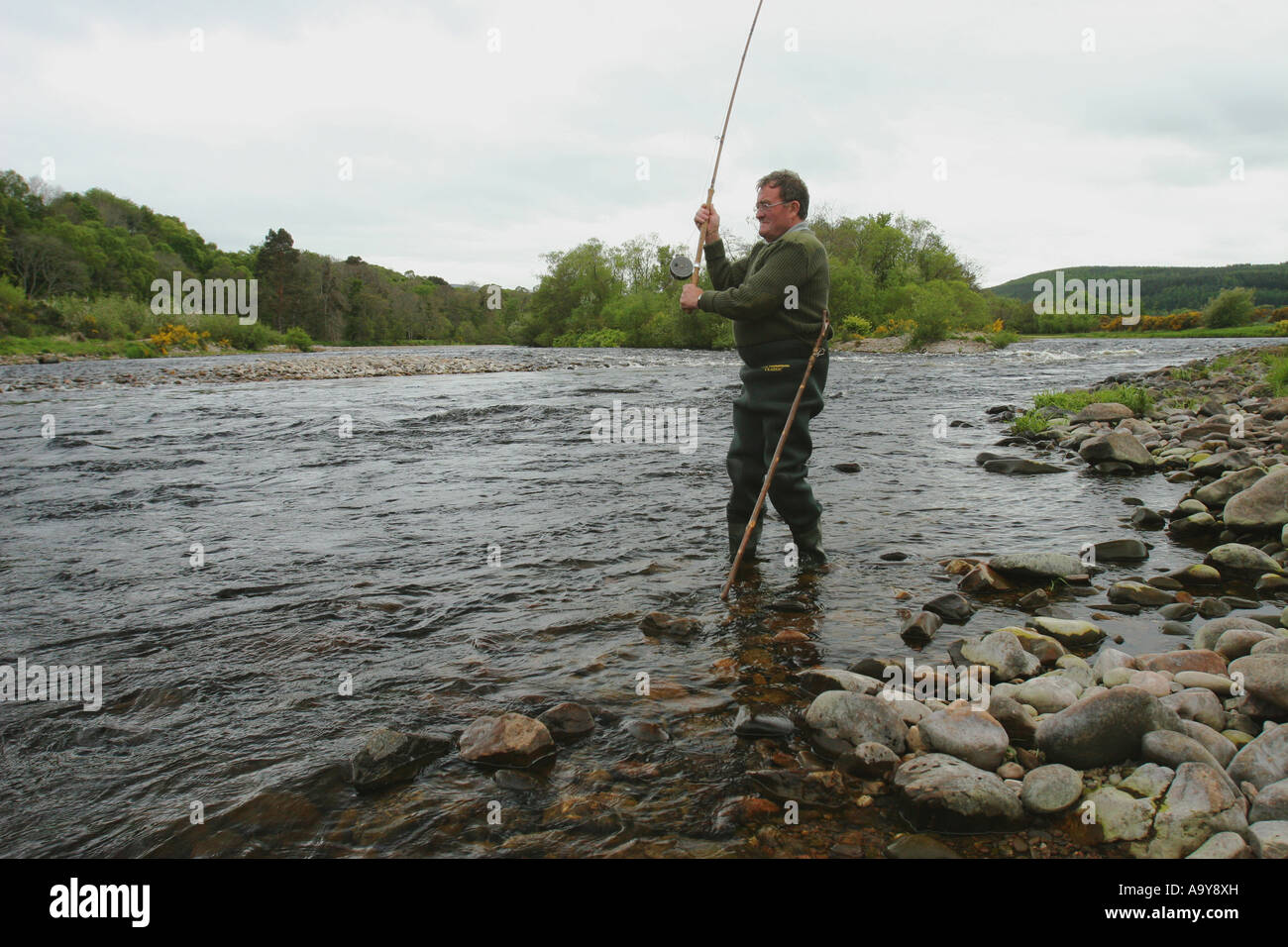 "salmon fishing river spey Stock Photo - Alamy