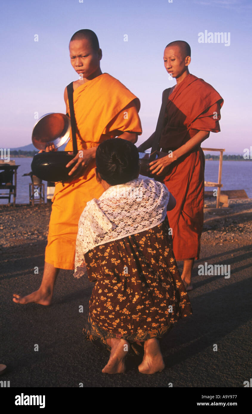 Laos South East Asia Monks Collecting Alms Stock Photo - Alamy