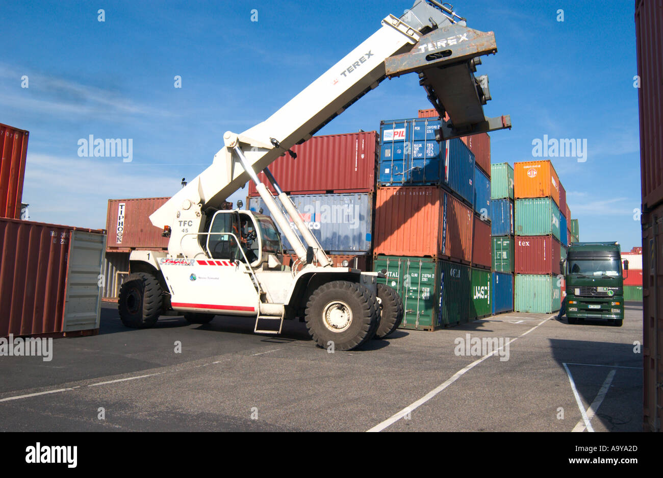 lifter loader for moving freight container in container terminal Stock ...