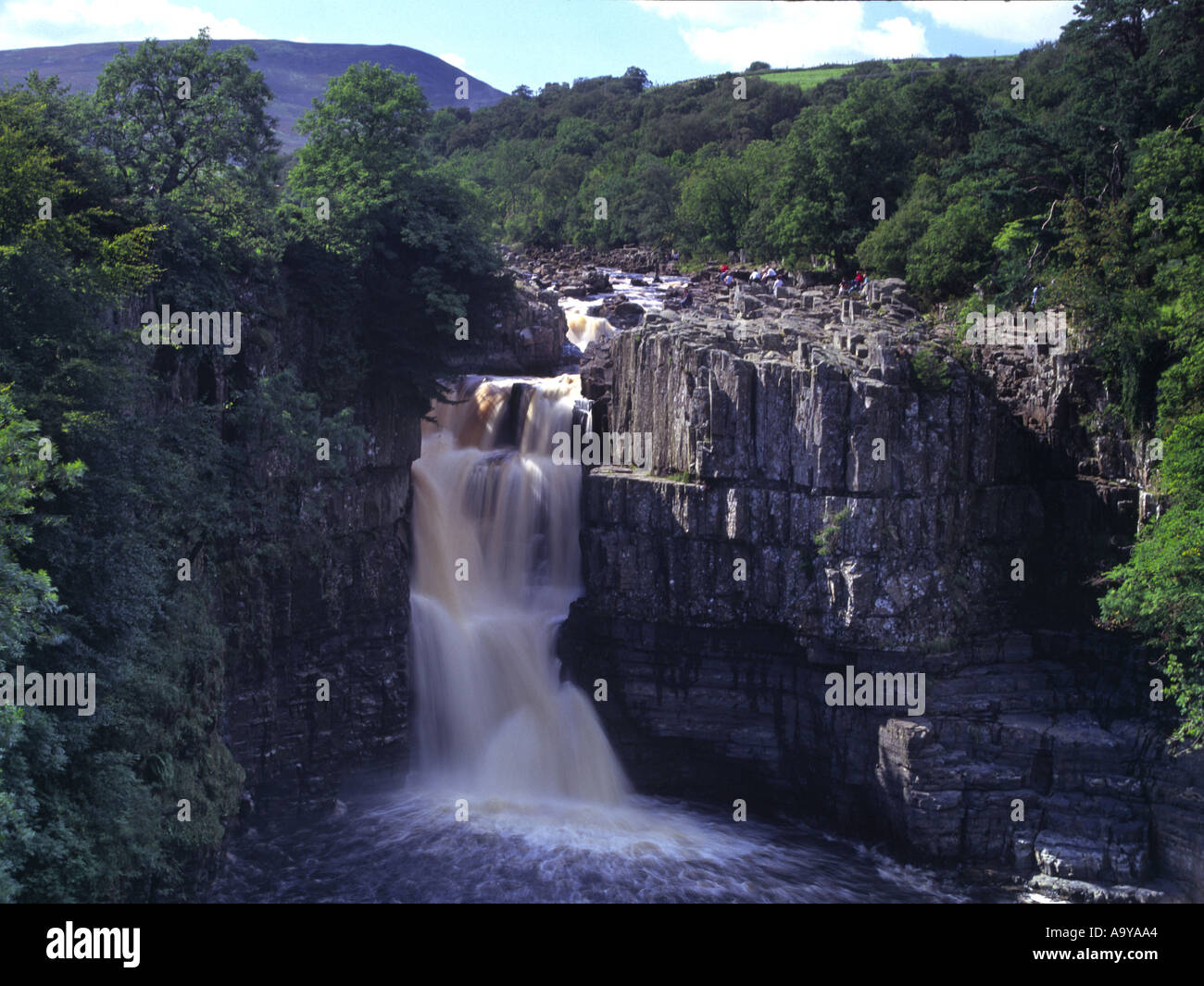 High Force waterfall on the River Tees Upper Teesdale County Durham ...