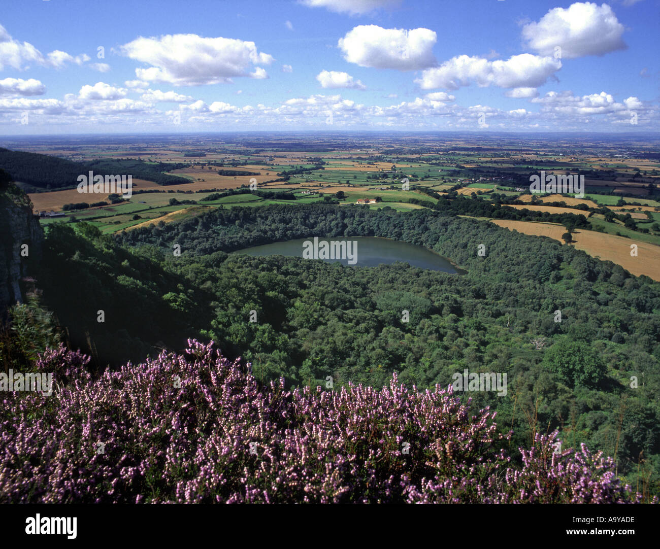 Lake Gormire from Whitestone Cliff Sutton Bank North Yorkshire England ...