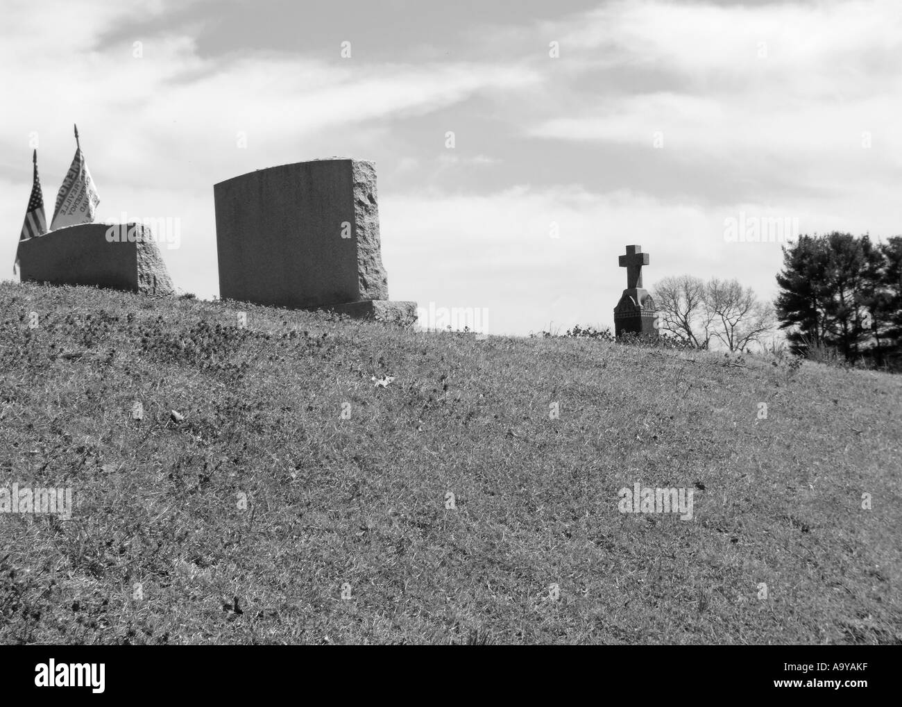 Cemetery grounds grave Black and White Stock Photos & Images - Alamy