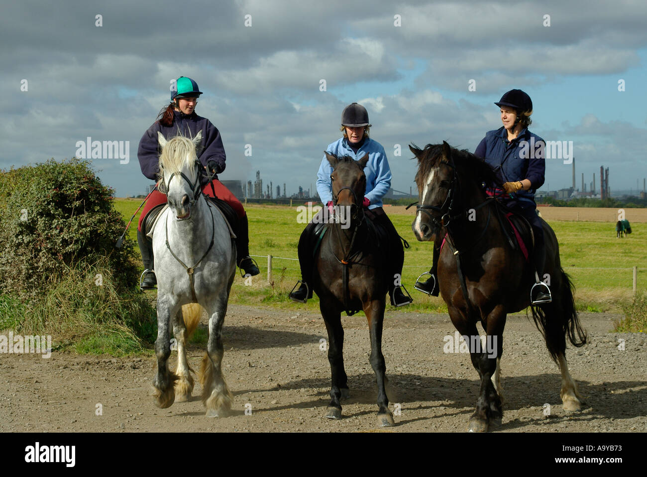 Recreation Horse Riding near New Marske England Stock Photo - Alamy
