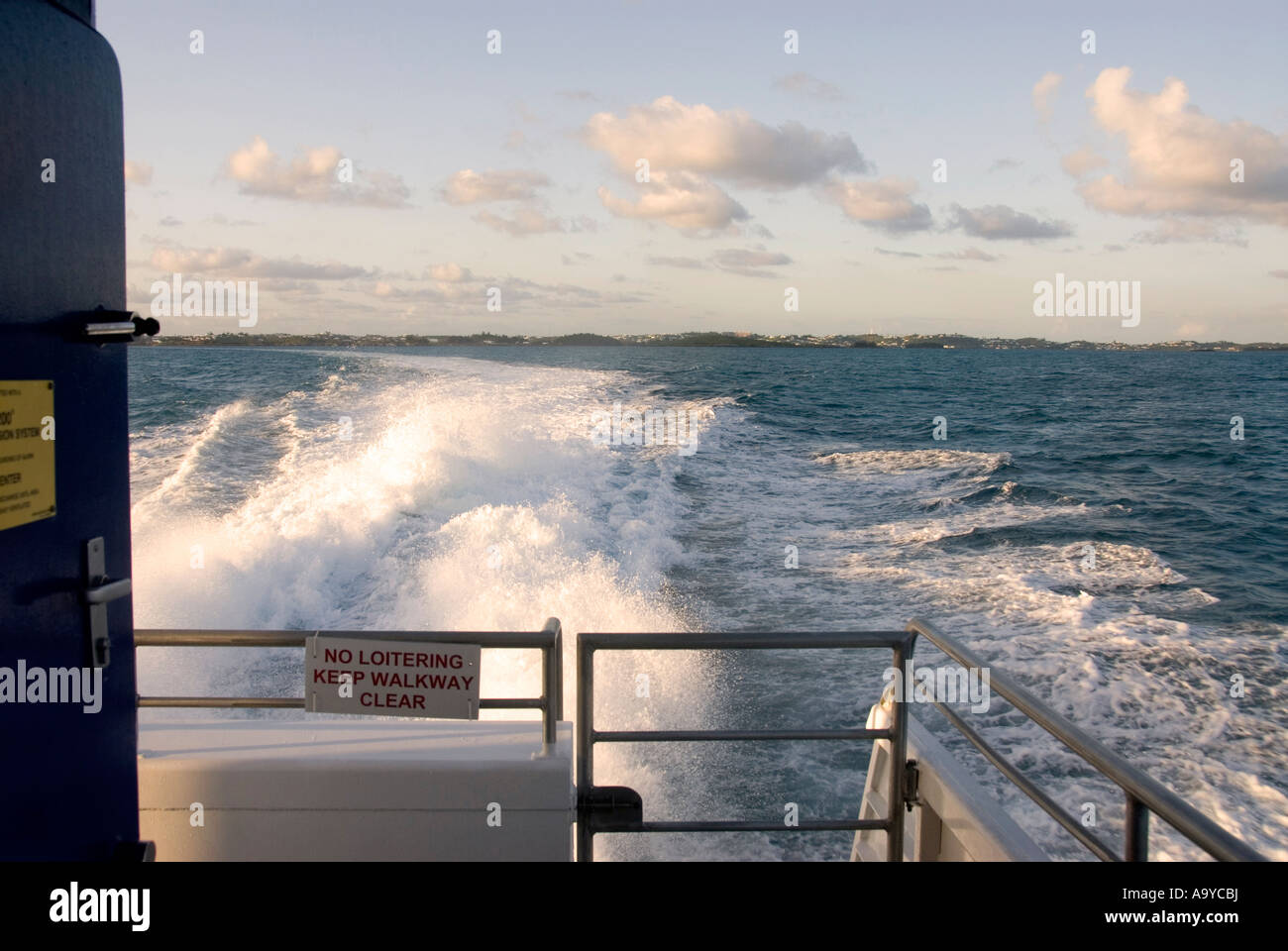Bermuda fast ferry wake from stern Royal Naval Dockyard Stock Photo - Alamy