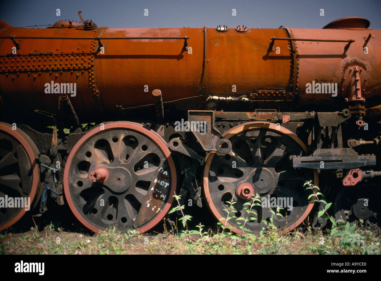 Derelict steam train in Wales in Great Britain in the United Kingdom UK ...