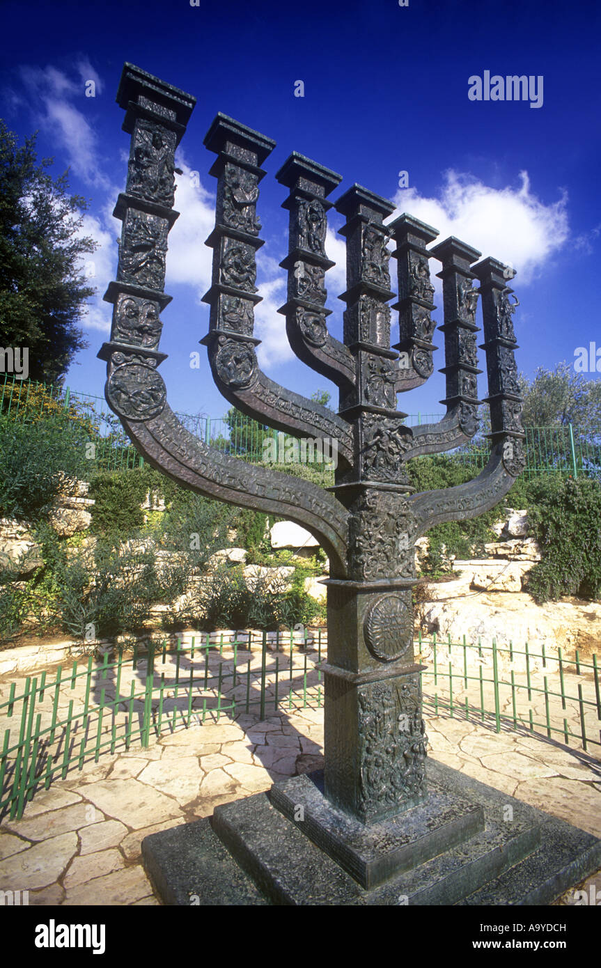 GIANT JEWISH MENORAH KNESSET BUILDING GROUNDS JERUSALEM ISRAEL Stock ...