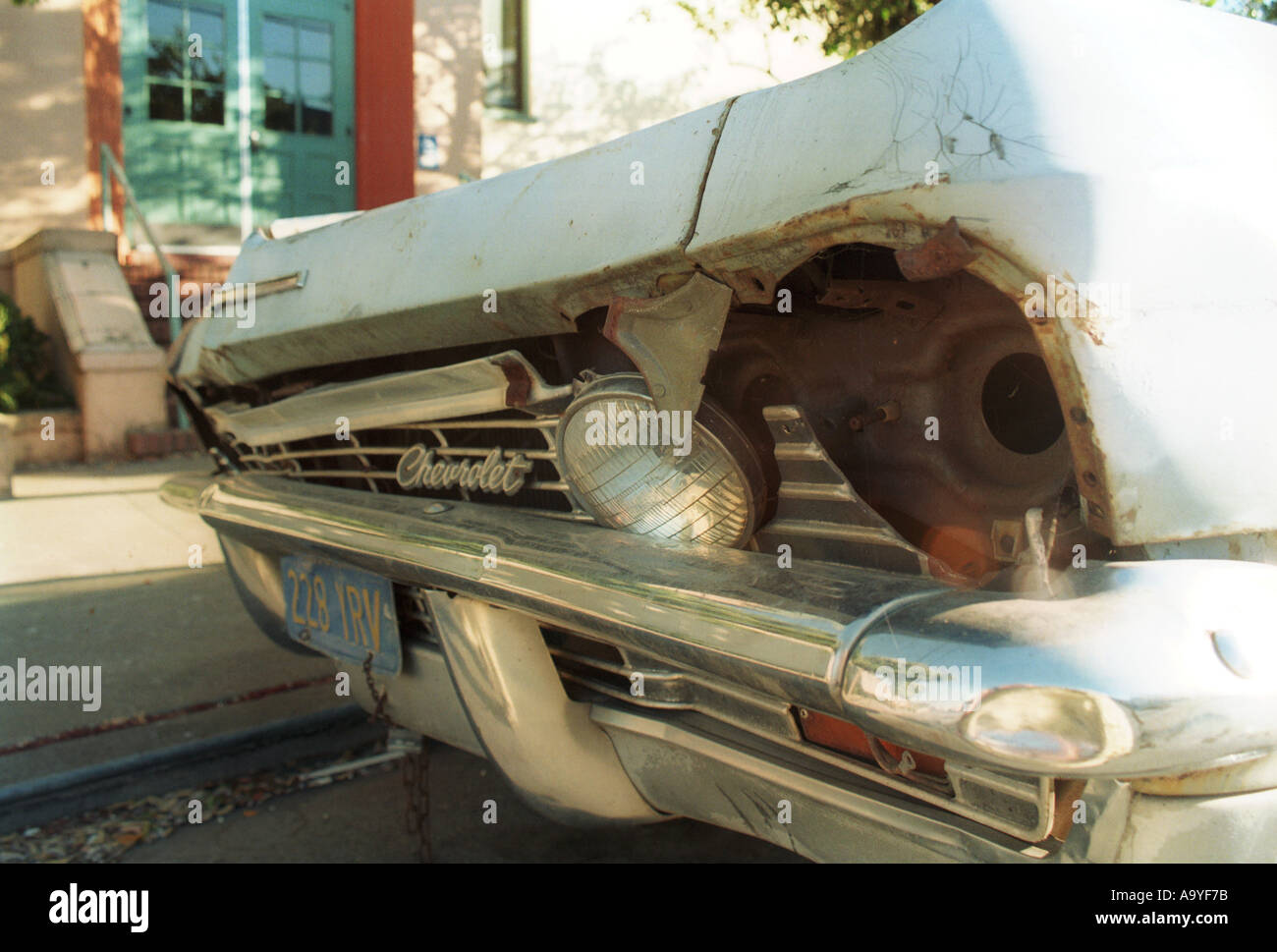 close up of a bit broken chevrolet impala from 70 s Stock Photo - Alamy