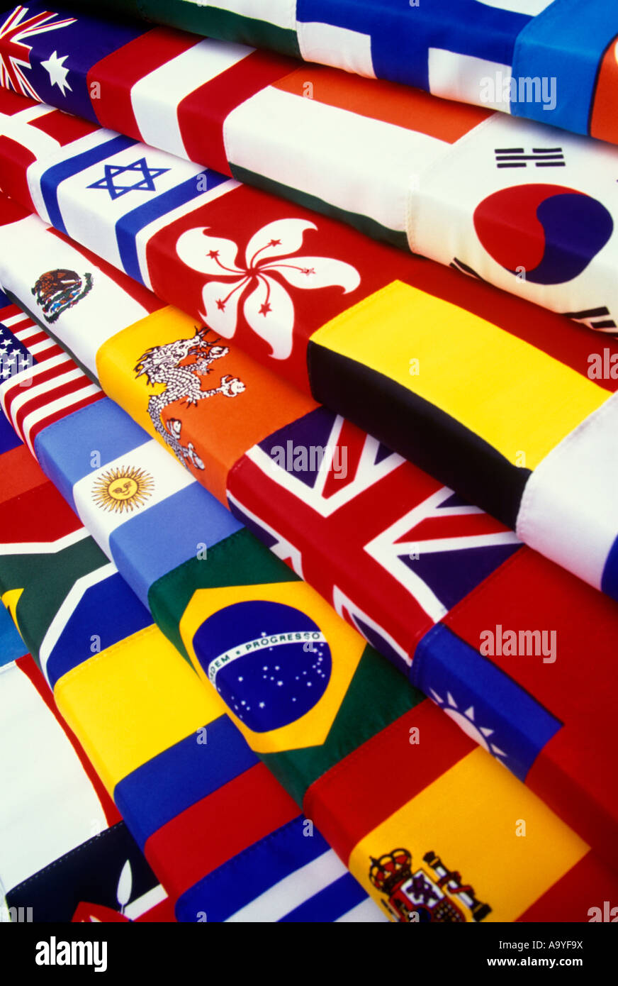 ROWS OF FOLDED NATIONAL FLAGS Stock Photo - Alamy