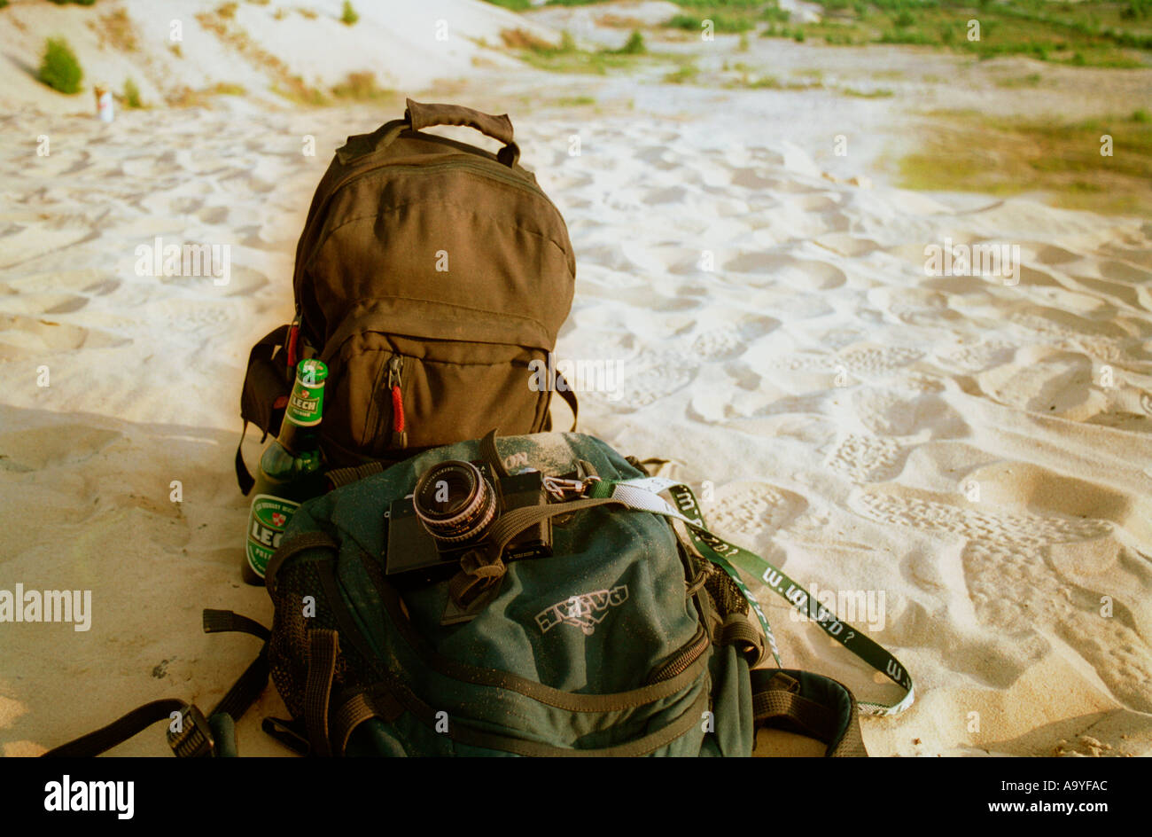 Backpacks on beach hi-res stock photography and images - Alamy