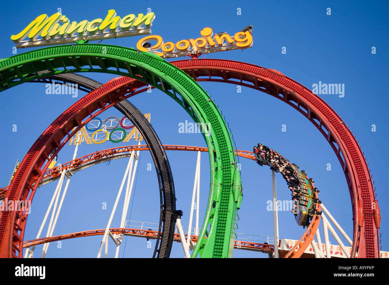 Looping Rollercoaster at the Oktoberfest in Munich, Bavaria, Germany ...