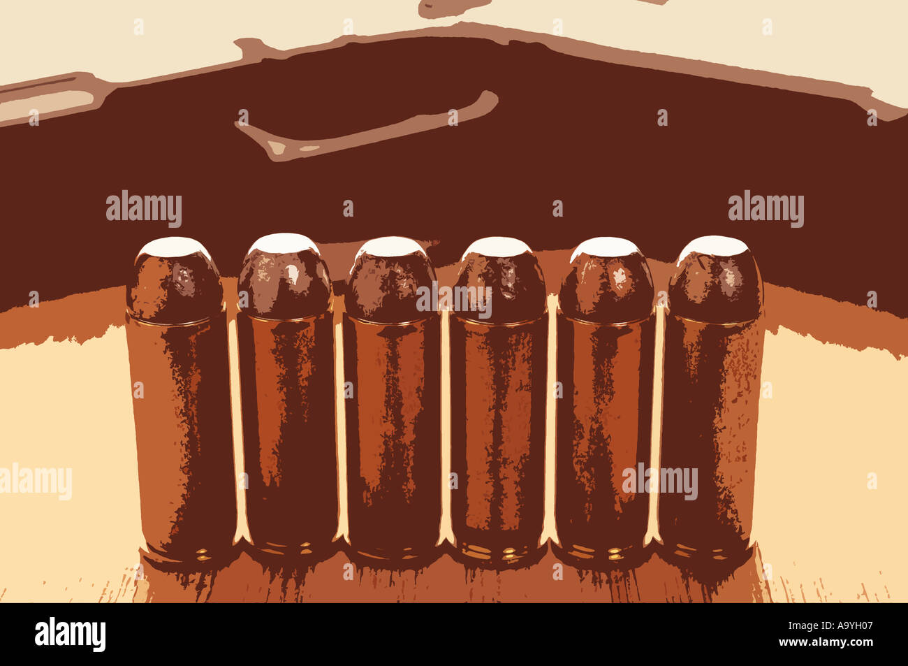 an illustration of a row of bullets with a gun Stock Photo - Alamy