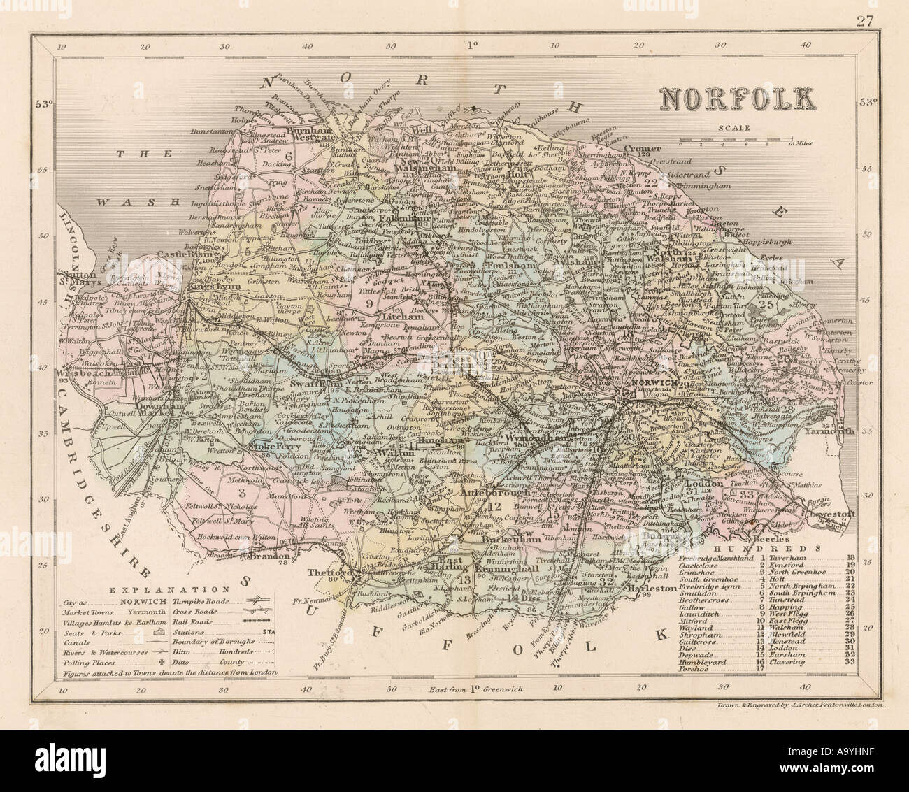 Map of norfolk hi-res stock photography and images - Alamy