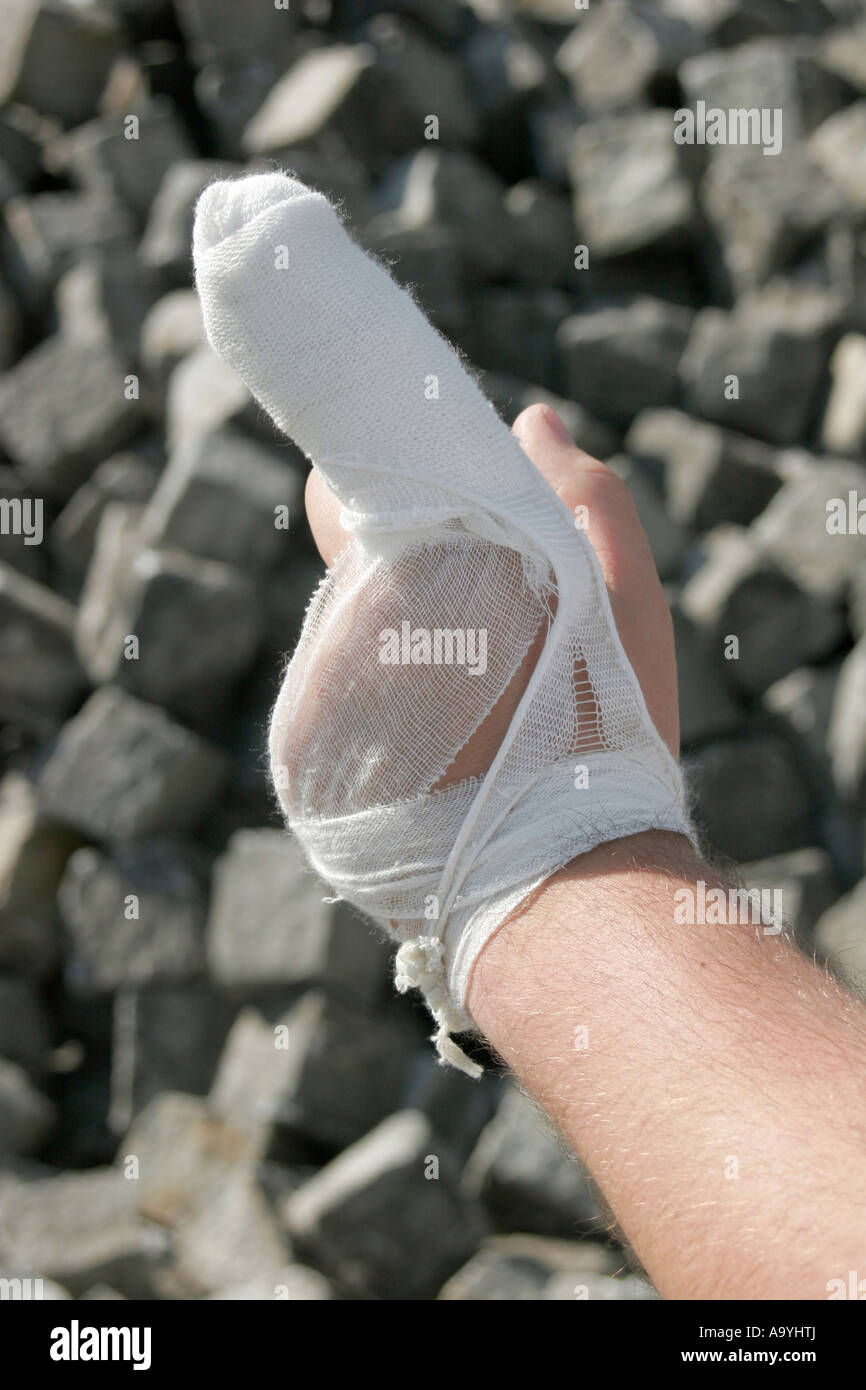 Bandaged index finger Stock Photo - Alamy