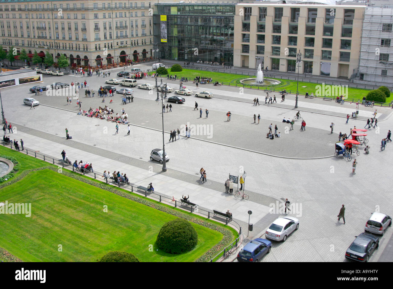 Pariser Platz in the middle of Berlin at the Brandenburger Tor in ...