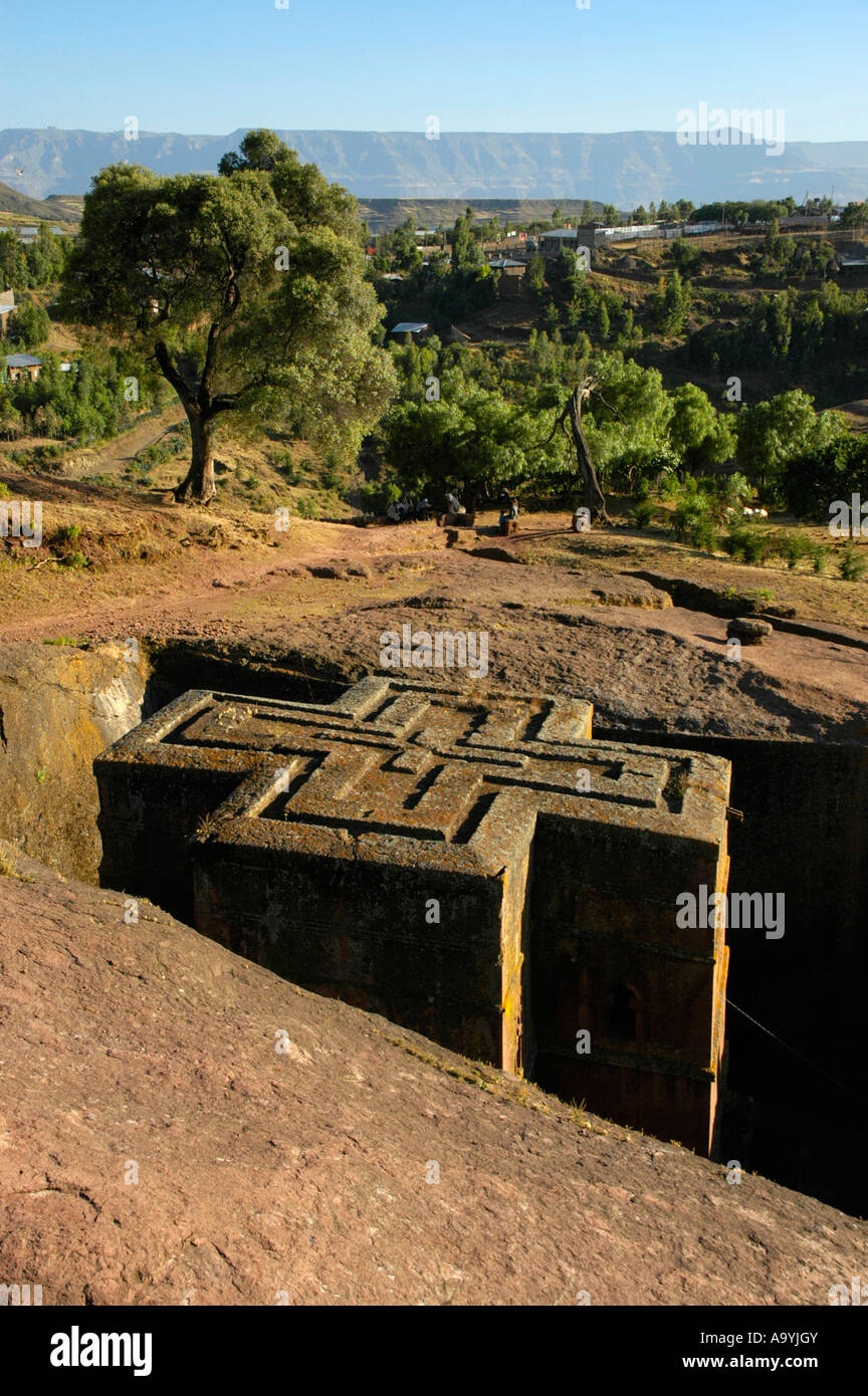Cross shaped rock hewn church Beta Gyorgis St. George church with its ...