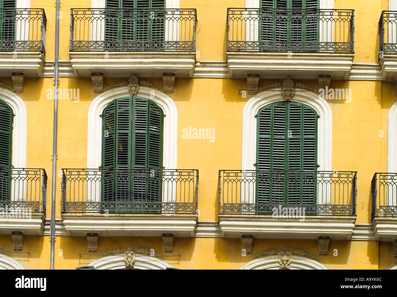 balconies Plaza Mayor Palma Mallorca Spain Stock Photo - Alamy