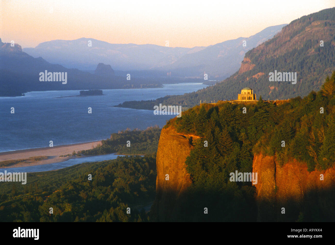The Vista House at Crown Point in Oregon along the Columbia River Stock ...