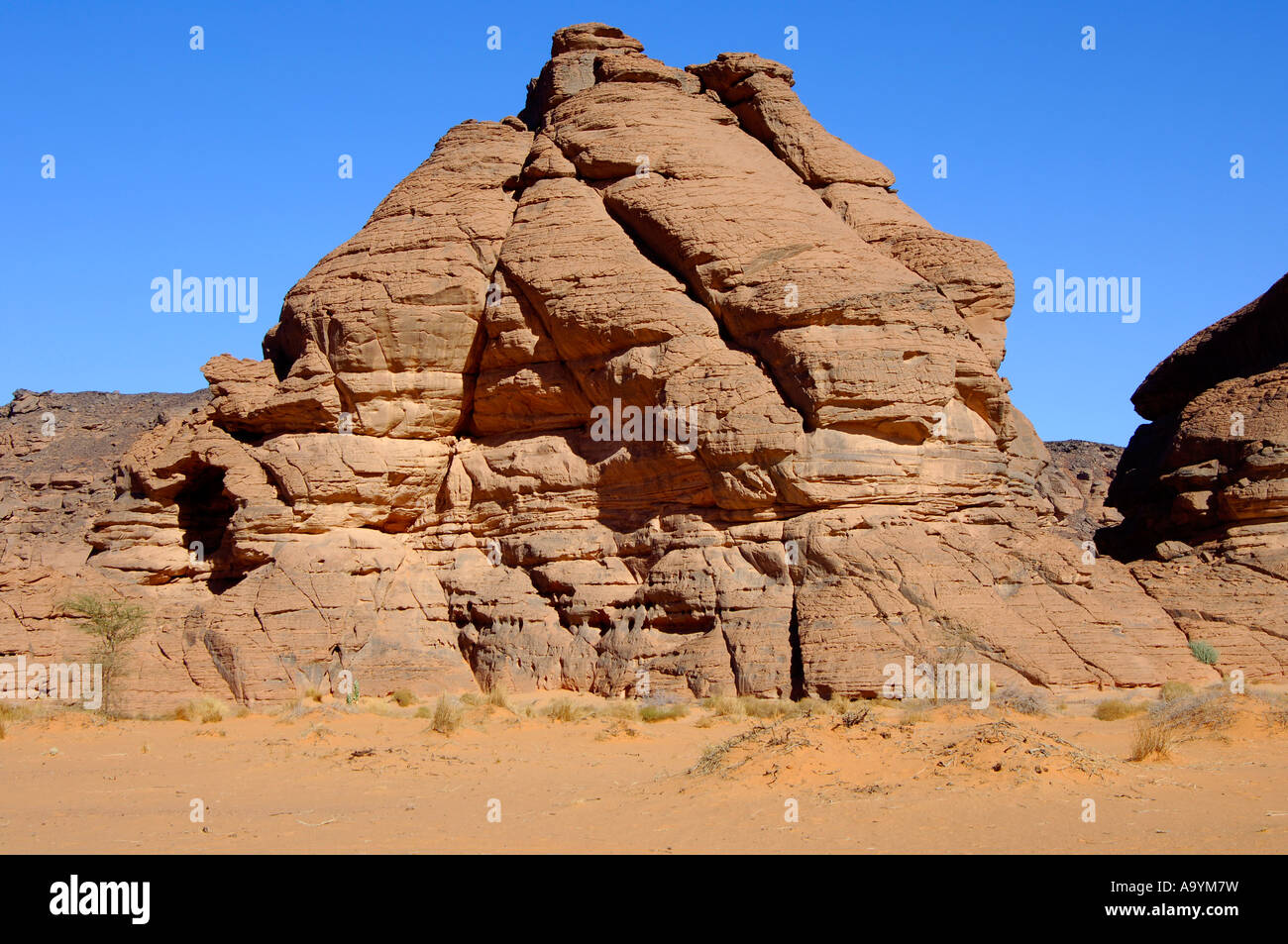 Rock formation in a desert landscape, Acacus Mountains, Libya Stock ...