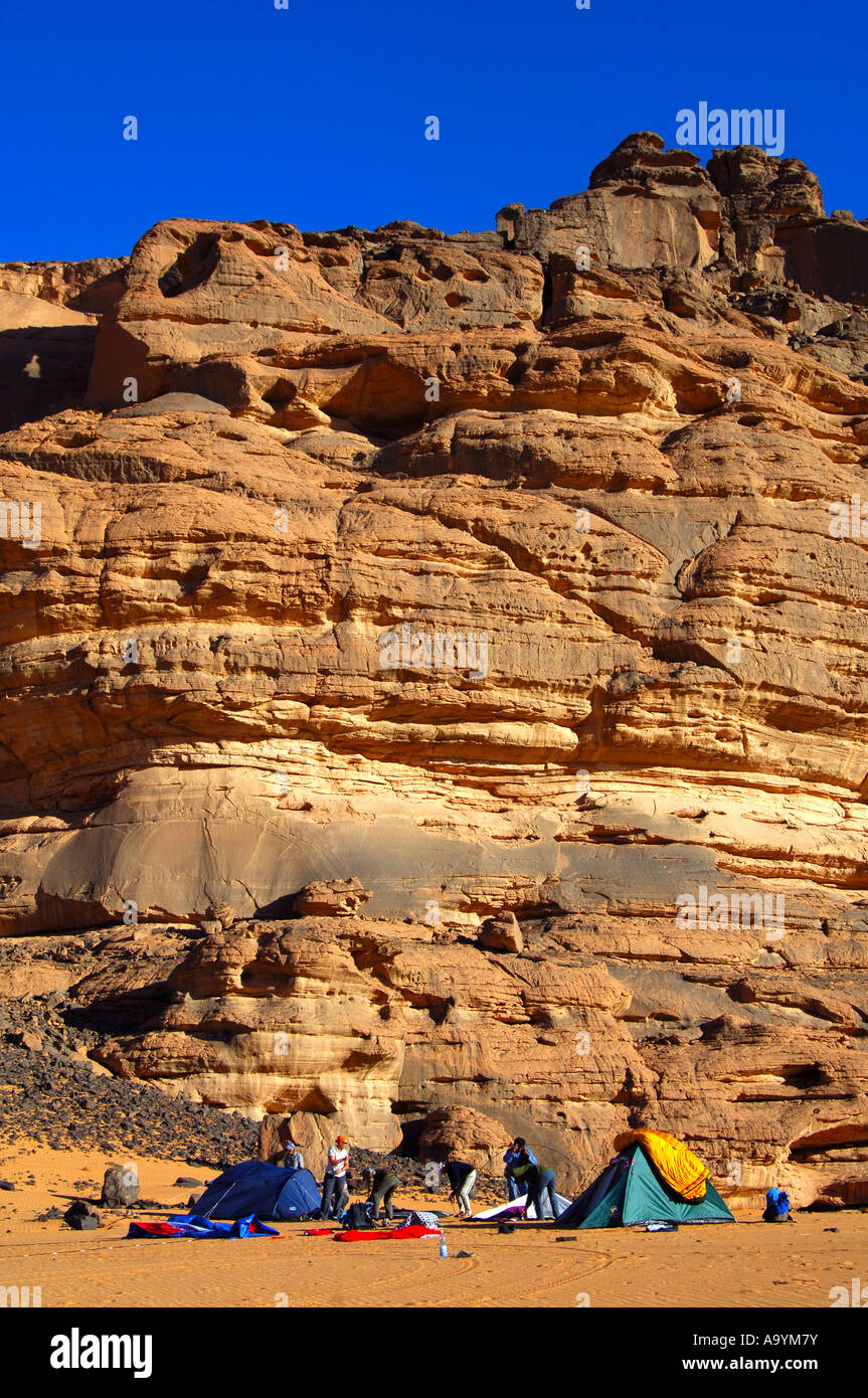 Campingground in the Acacus Mountains, Libya Stock Photo - Alamy