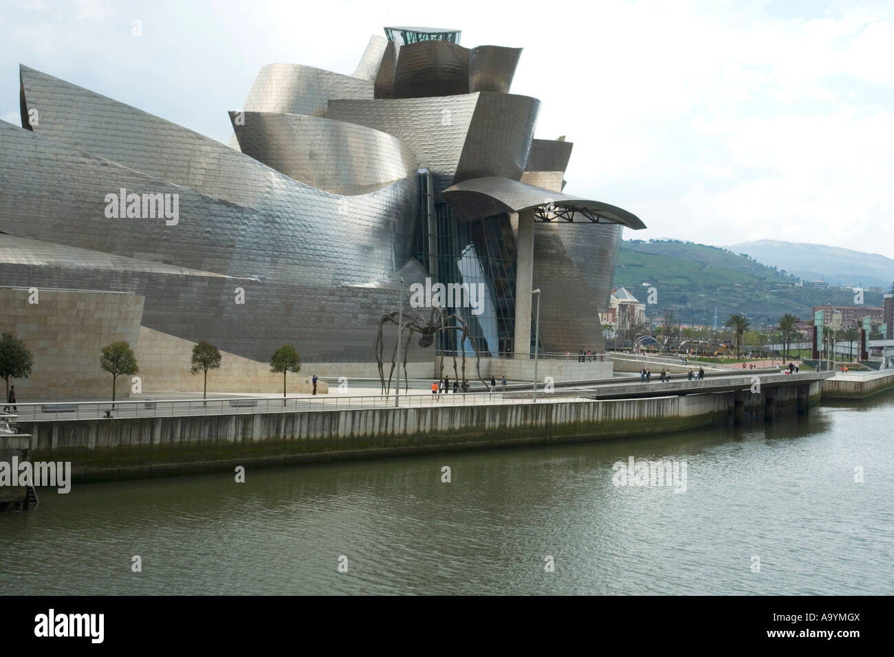 seen from across the river Nervion the Guggenheim Museum resembles a ...