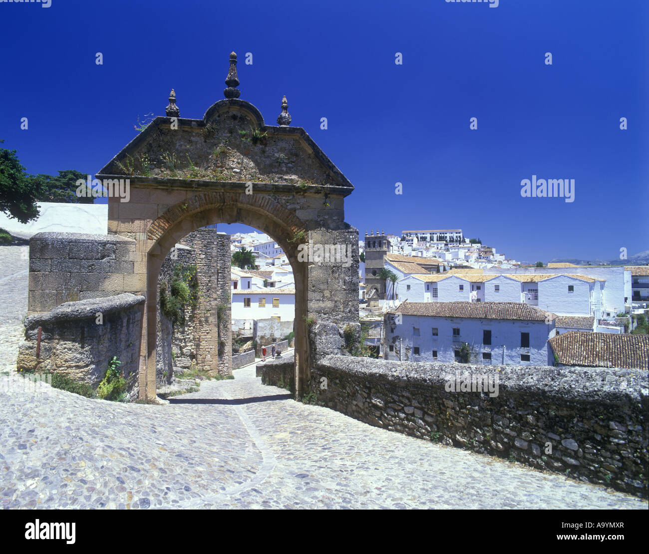 ARCHED GATE OF PHILIP V CITY GATEWAY RONDA ANDALUSIA SPAIN Stock Photo ...
