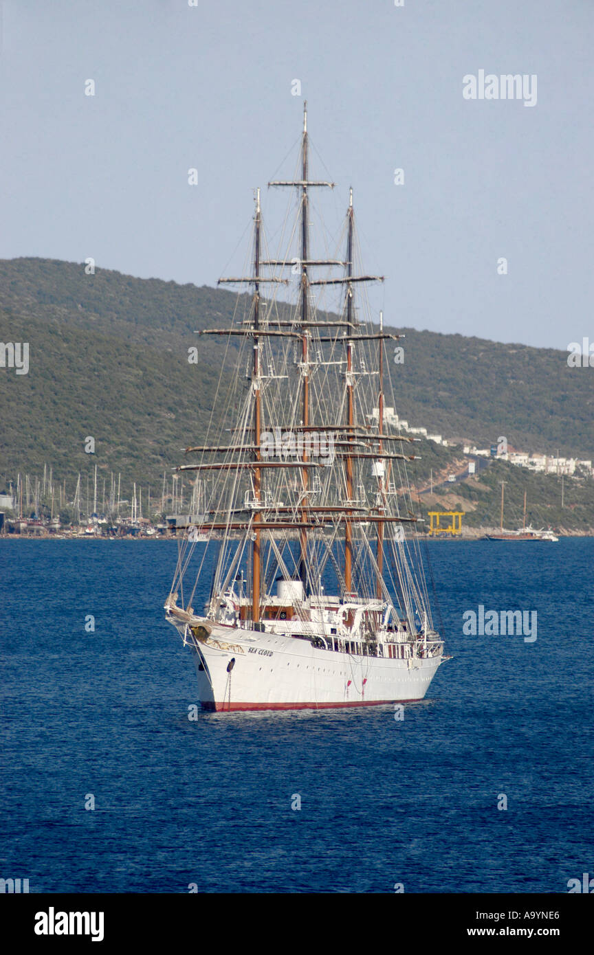 tall sailing ship at anchor in greek turkish waters Stock Photo - Alamy