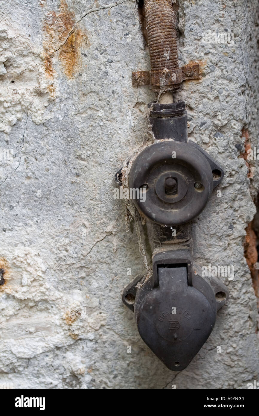 Old switch button with socket Stock Photo - Alamy