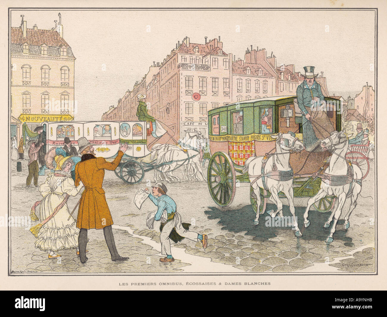 Paris Street Buses C1830 Stock Photo - Alamy
