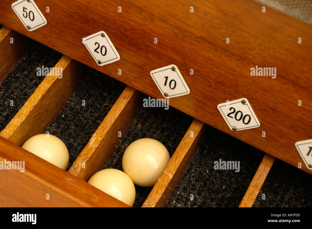 Bar billiards table collection slots with score markings Stock Photo ...