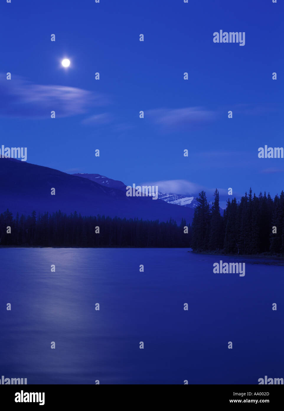 Moon over athabasca river hi-res stock photography and images - Alamy