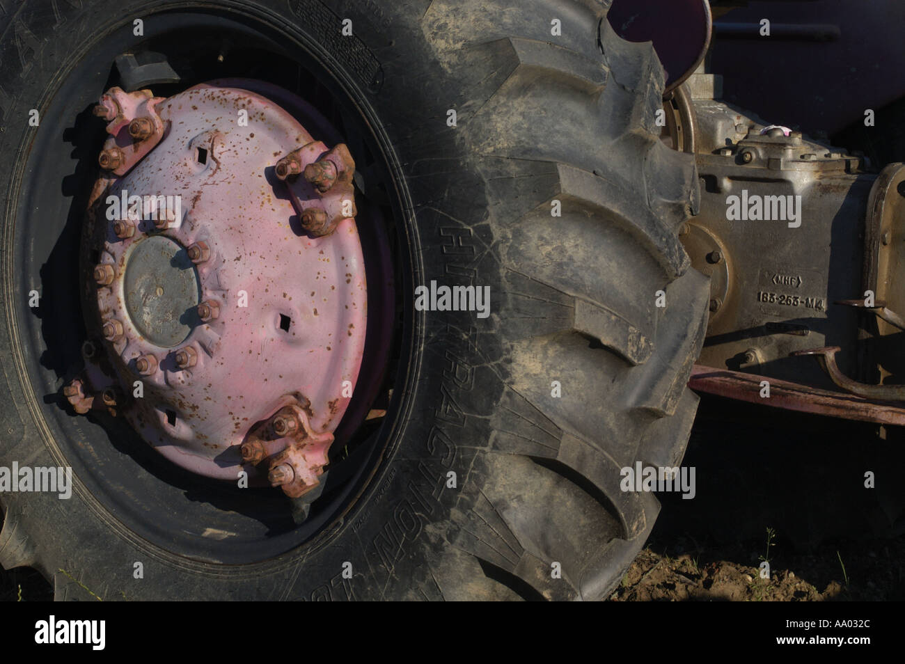 tire and wheel of an old Massey Ferguson 65 tractor Stock Photo - Alamy