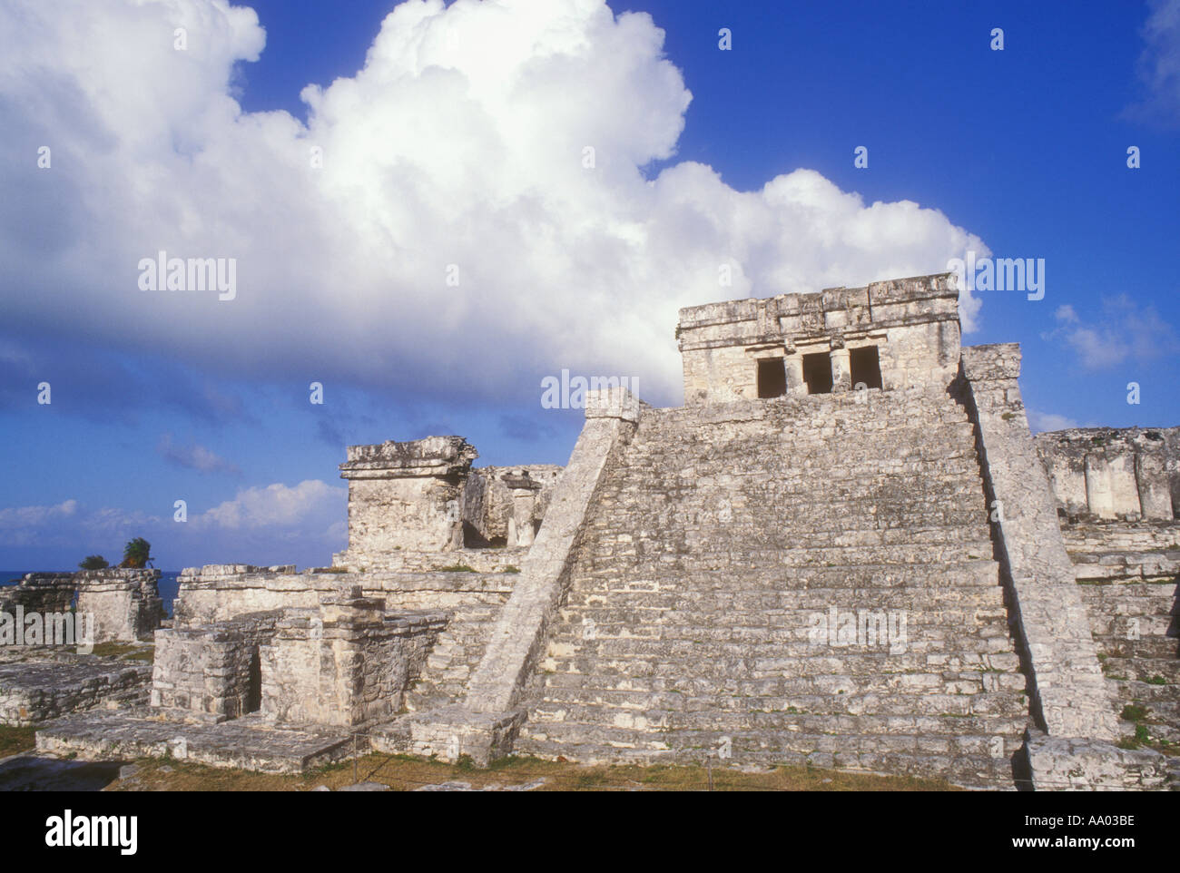 El Castillo at the Mayan ruins at Tulum Quintana Roo Mexico Stock Photo ...