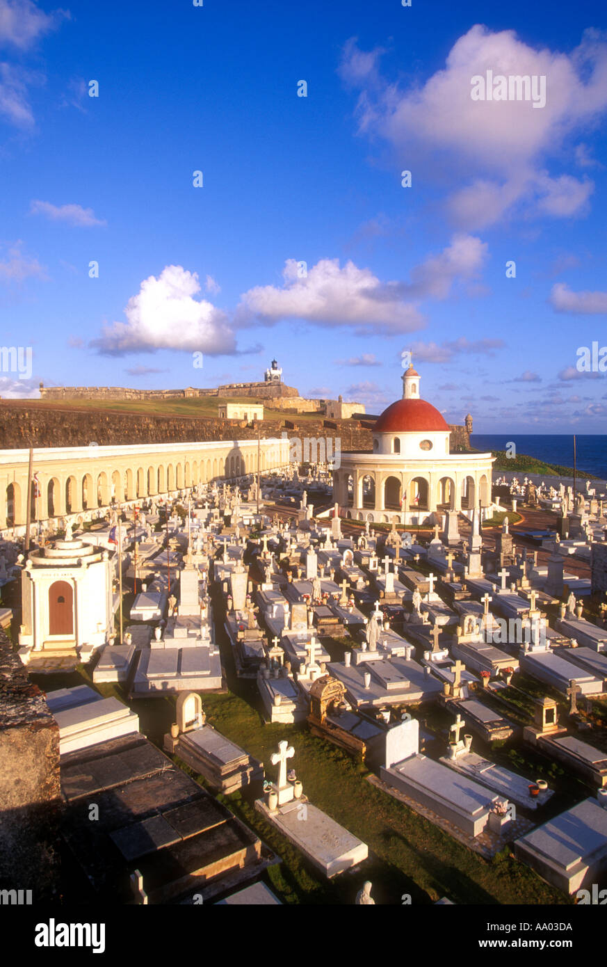 Cemetery with El Morro fortress and ocean in background San Juan Puerto ...