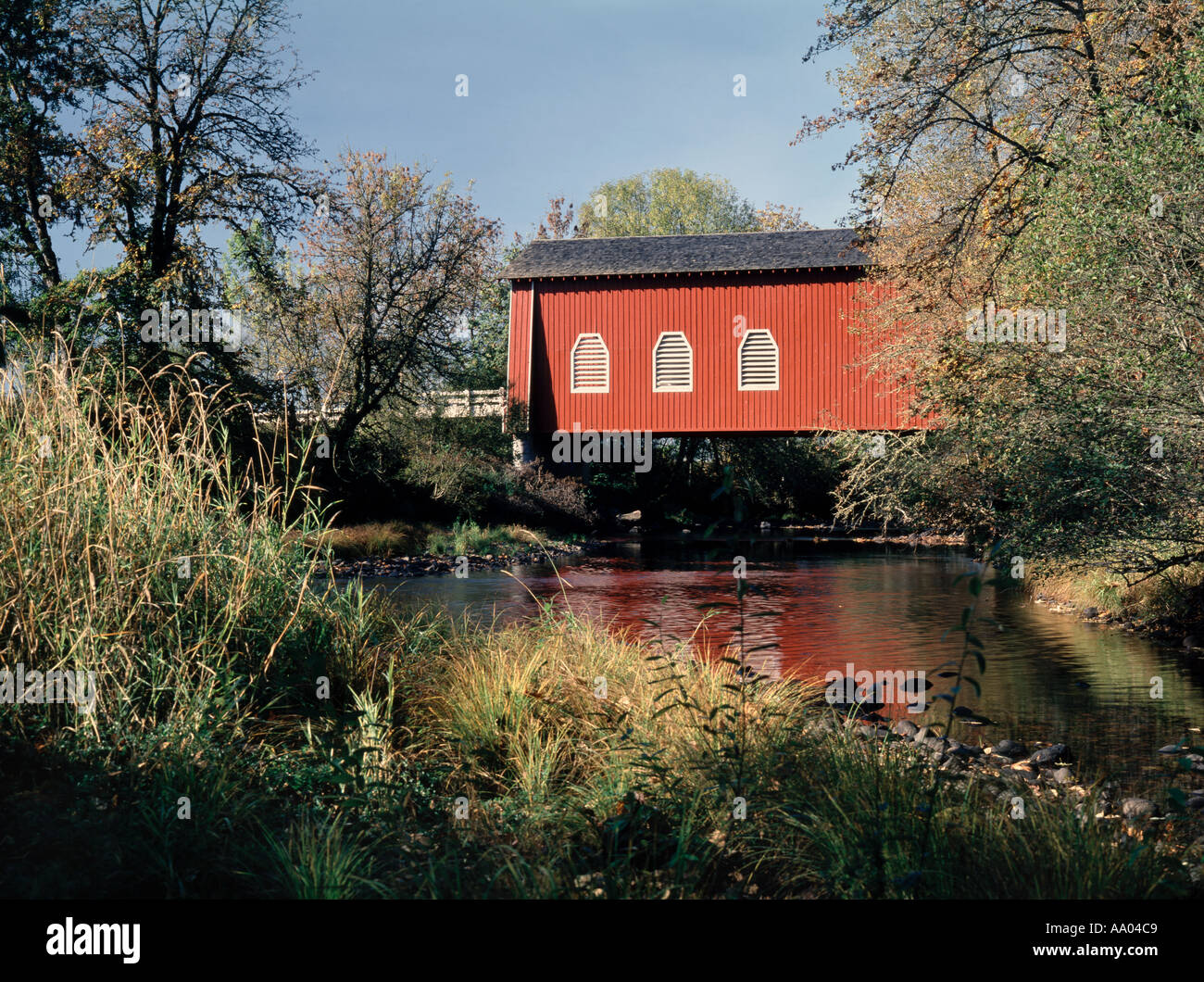 Shimanek Covered Bridge built in 1966 over Thomas Creek near Scio in ...