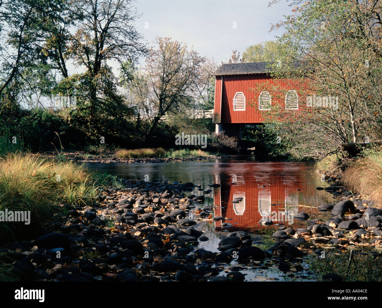 Shimanek Covered Bridge built in 1966 over Thomas Creek near Scio in ...