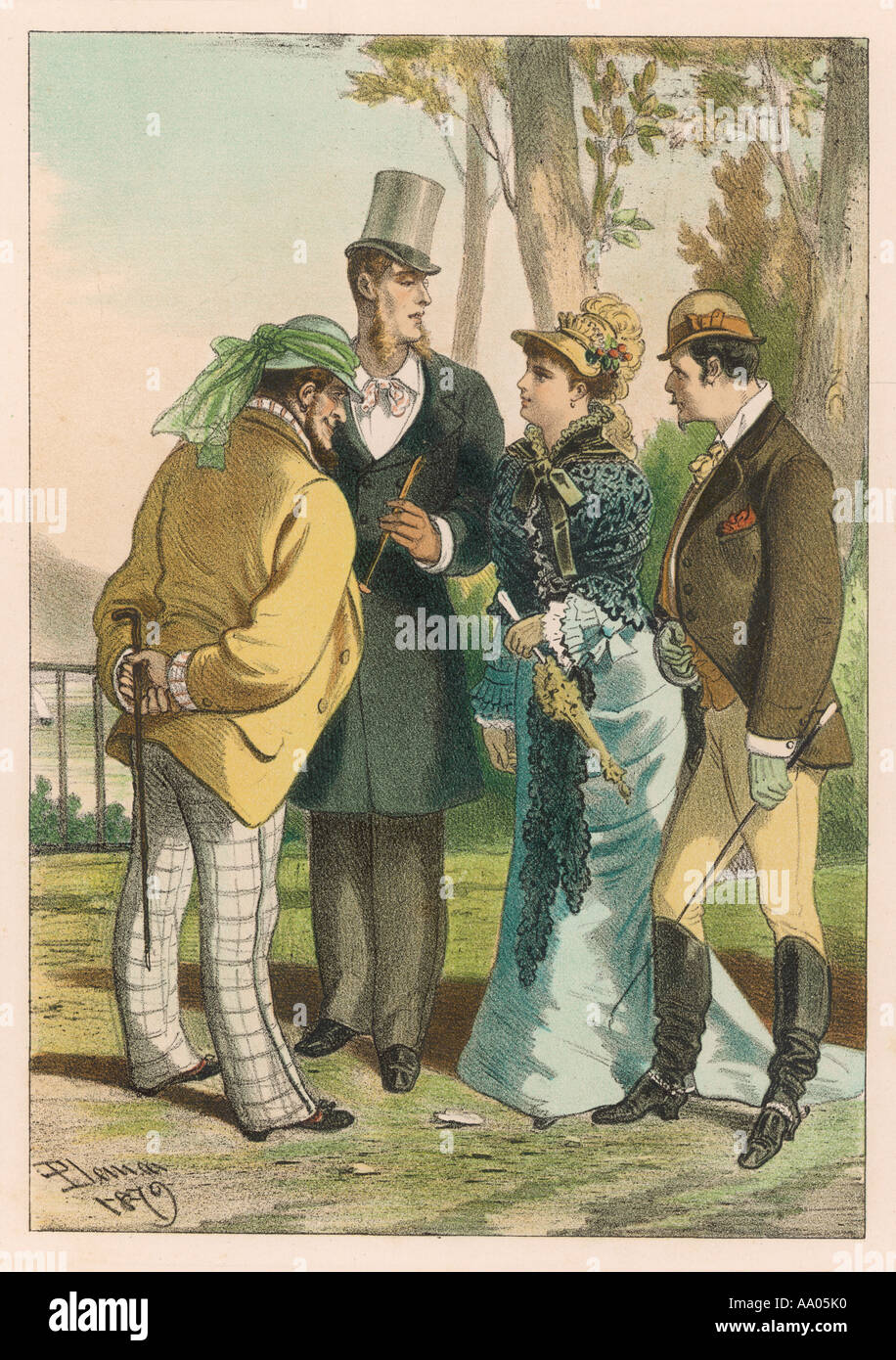 Costume Men Woman 1879 Stock Photo - Alamy