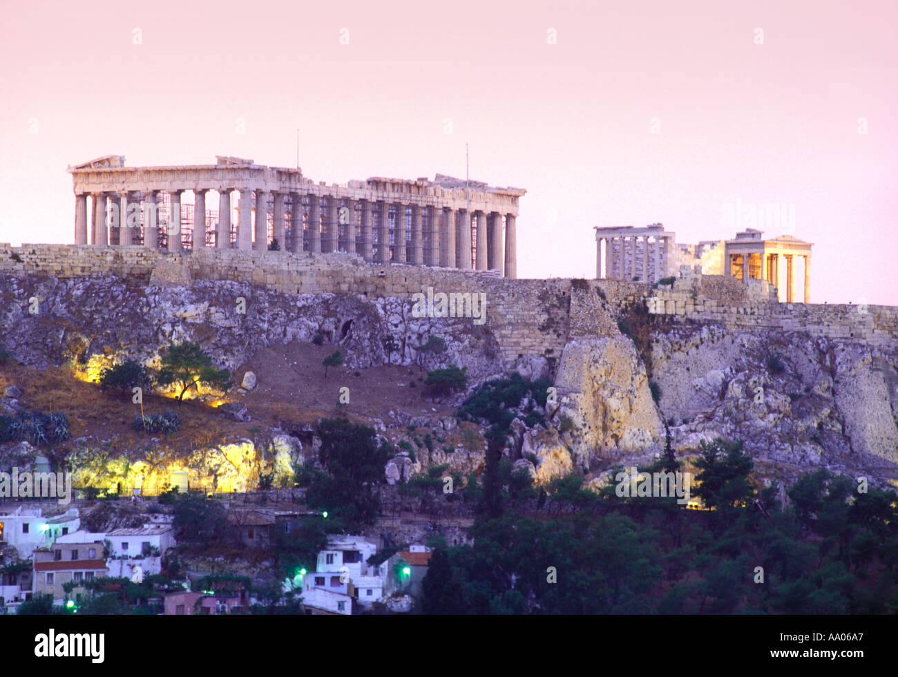 Acropolis of athens illuminated temples hi-res stock photography and ...
