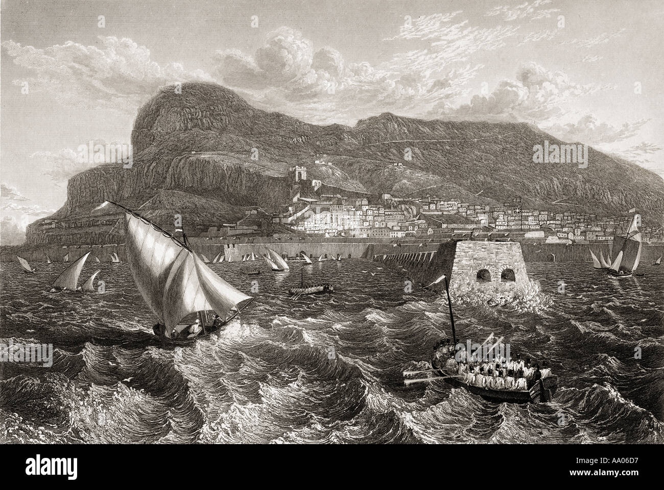 Gibraltar seen from the Anchorage in front of the Old Mole, 19th ...