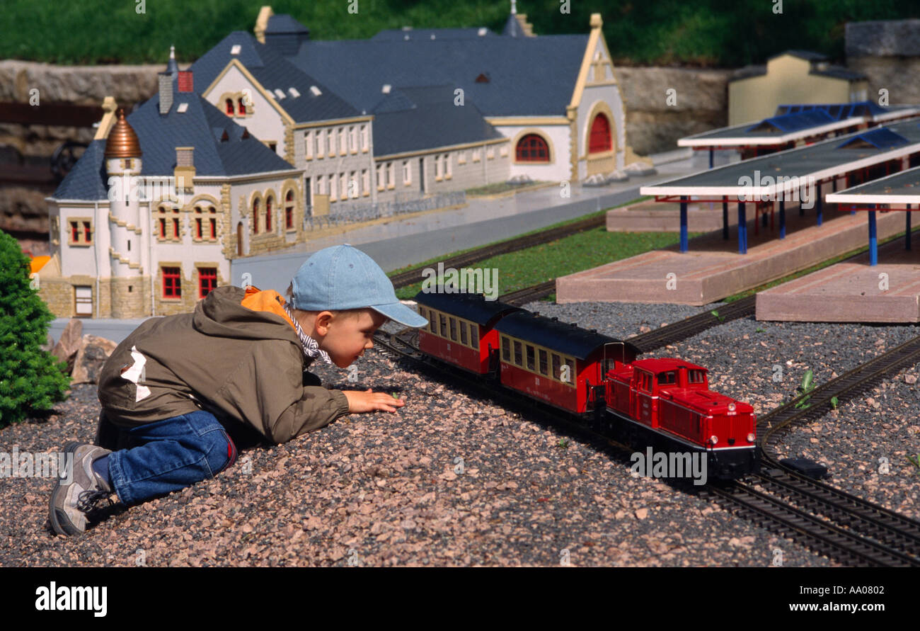 Boy playing model train hi-res stock photography and images - Alamy